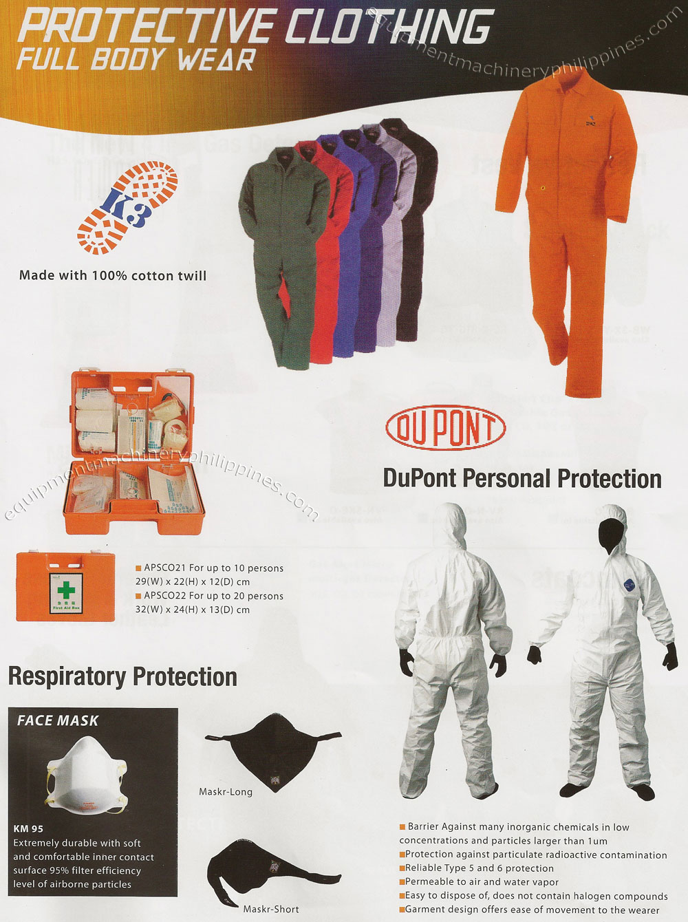Full Body Protective Clothing, Respiratory Protection Philippines