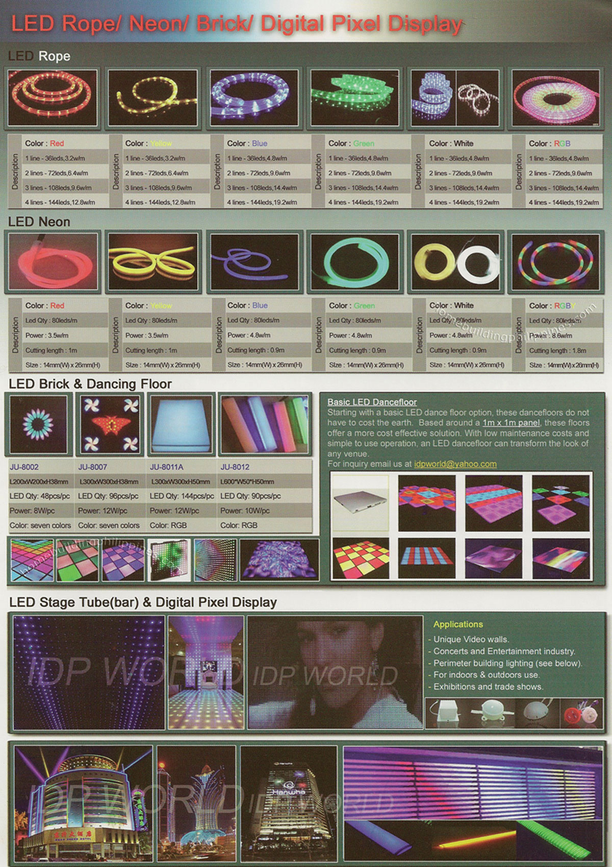 LED Lighting Modules: Rope, Neon, Brick, Digital Pixel Display