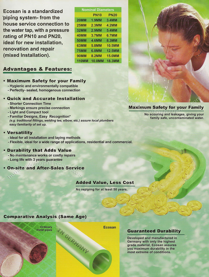 Ecosan Water Piping Advantages and Features